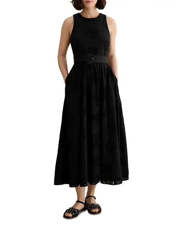 HOBBS LONDON Embroidered Midi Dress - Black
