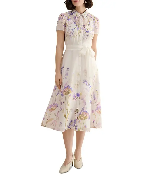 HOBBS LONDON Grosvenor Shirt Dress With Floral Print - Ivory Multi