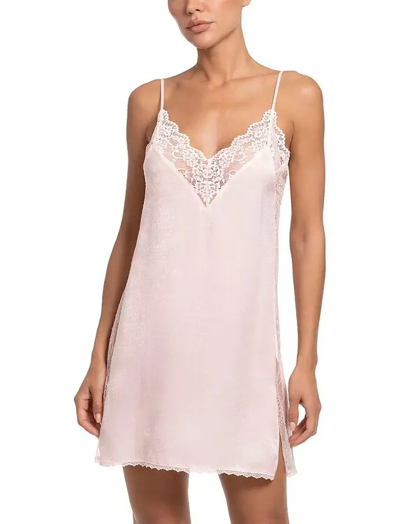 IN BLOOM BY JONQUIL Shimmer Satin Lace Trim Chemise - Rose