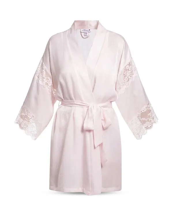 IN BLOOM BY JONQUIL Shimmer Satin Lace Trim Wrap Robe