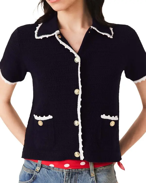Maje Mapal Textured Knit Cardigan