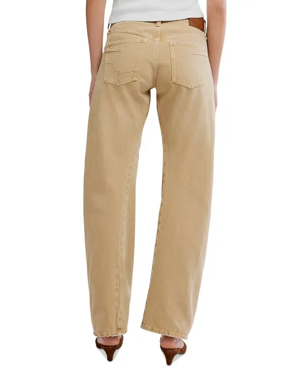 Free People Fable Low Rise Twisted Seam Jeans - Oat Latte