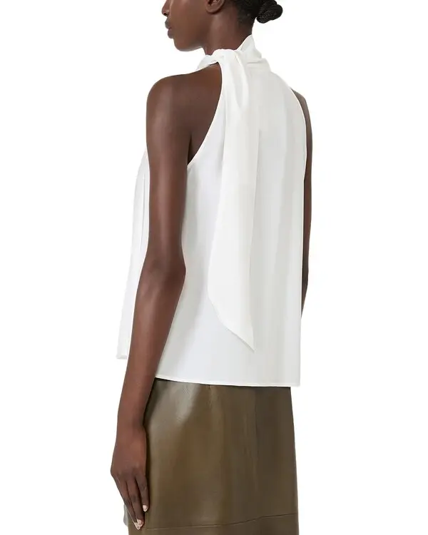 Max Mara Silk Halter Neck Top With Tie Detail