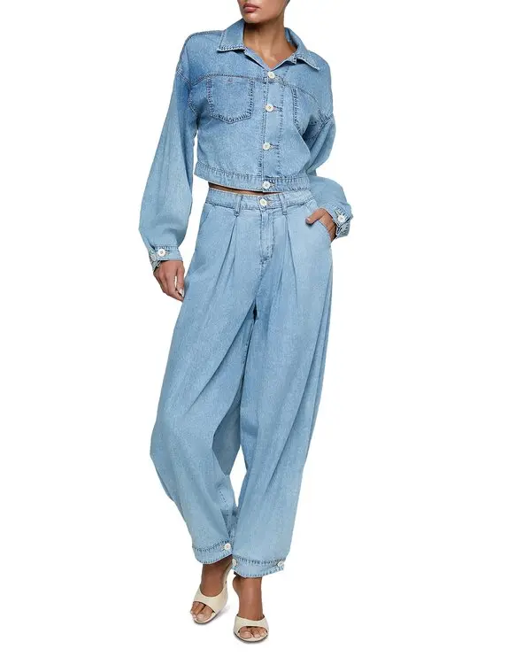 L'Agence Elias High Rise Convertible Wide Leg Ankle Jeans