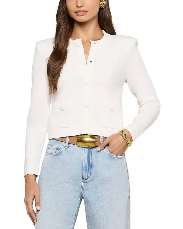 L'Agence Patsy Crop Crewneck Cardigan Sweater