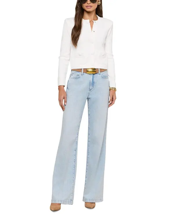 L'Agence Patsy Crop Crewneck Cardigan Sweater