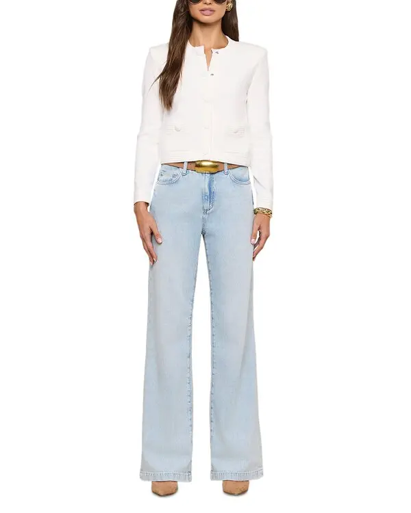 L'Agence Patsy Crop Crewneck Cardigan Sweater