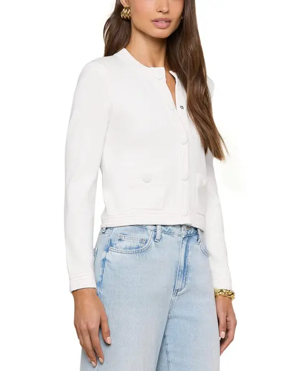 L'Agence Patsy Crop Crewneck Cardigan Sweater