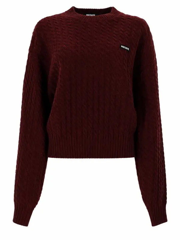 ROTATE BY BIRGER CHRISTENSEN Maglia A Treccce In Lana E Cashmere Sweater - Bordeaux