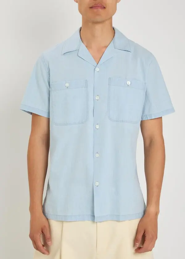 DRAKE'S Chambray Cotton Shirt