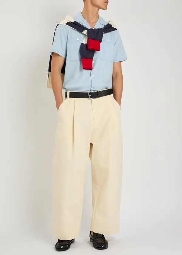 DRAKE'S Chambray Cotton Shirt