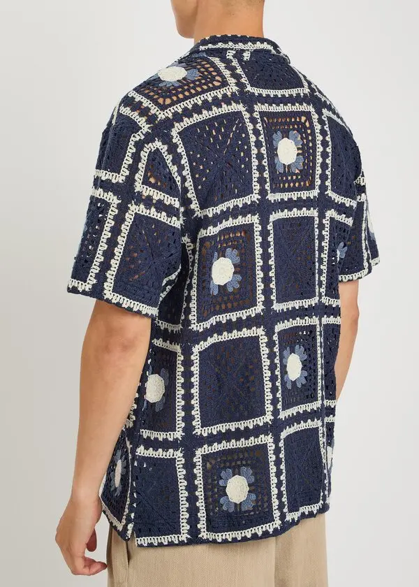 CHE Tejer Patchwork Crot Open-knit Shirt