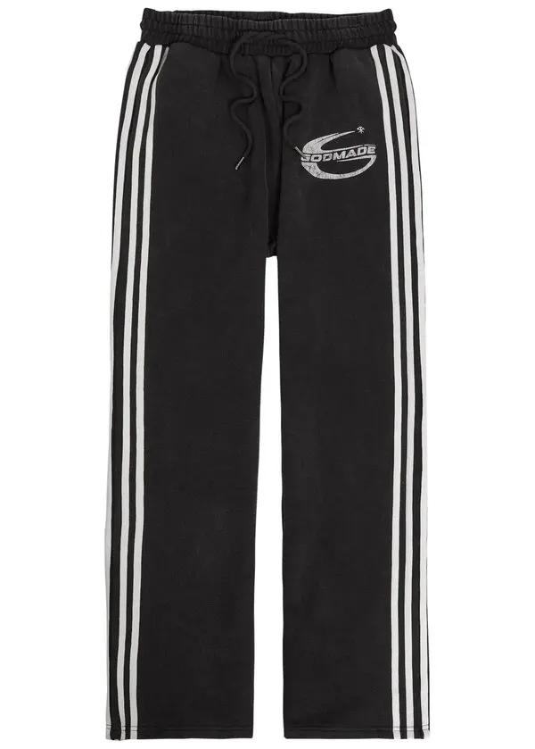 GODMADE Imperial Logo Striped Cotton Sweatpants - Black
