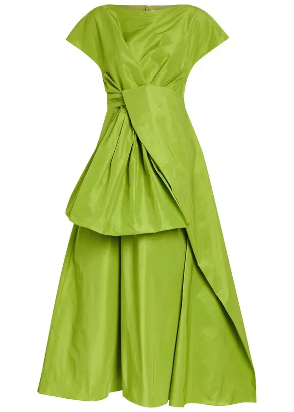 ROKSANDA Nila Twisted Taffeta Midi Dress - Lime