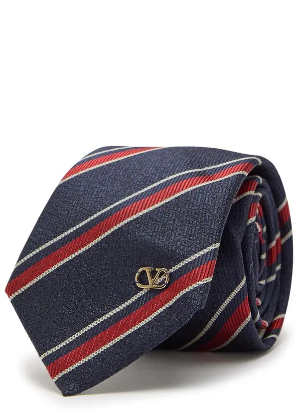 Valentino Garavani Striped Silk Neck Tie - Multicoloured 1