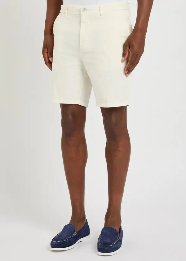 BOSS Kane Stretch-cotton Shorts - Ecru