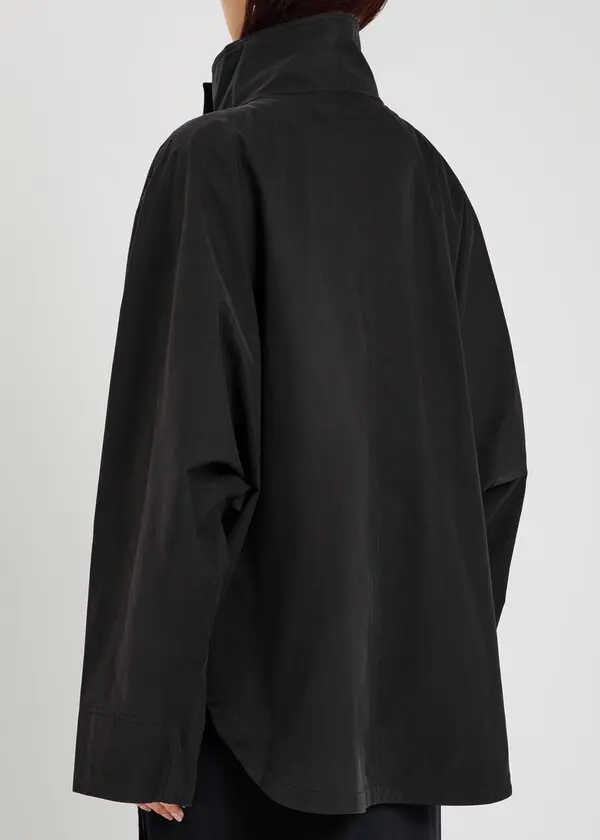 TOTEME Funnel-neck Cotton-blend Poplin Jacket - Black