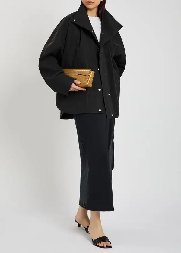 TOTEME Funnel-neck Cotton-blend Poplin Jacket - Black