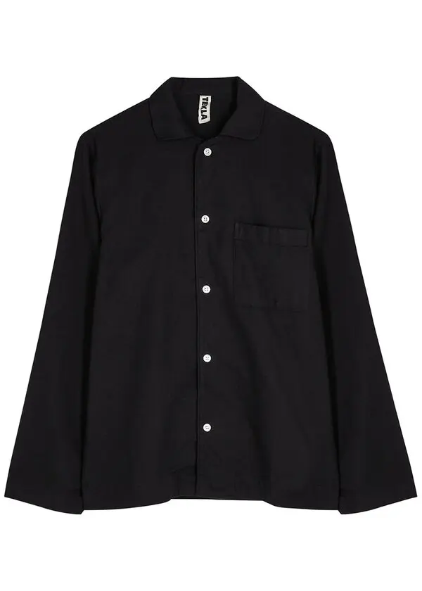 TEKLA Flannel Pyjama Top - Black