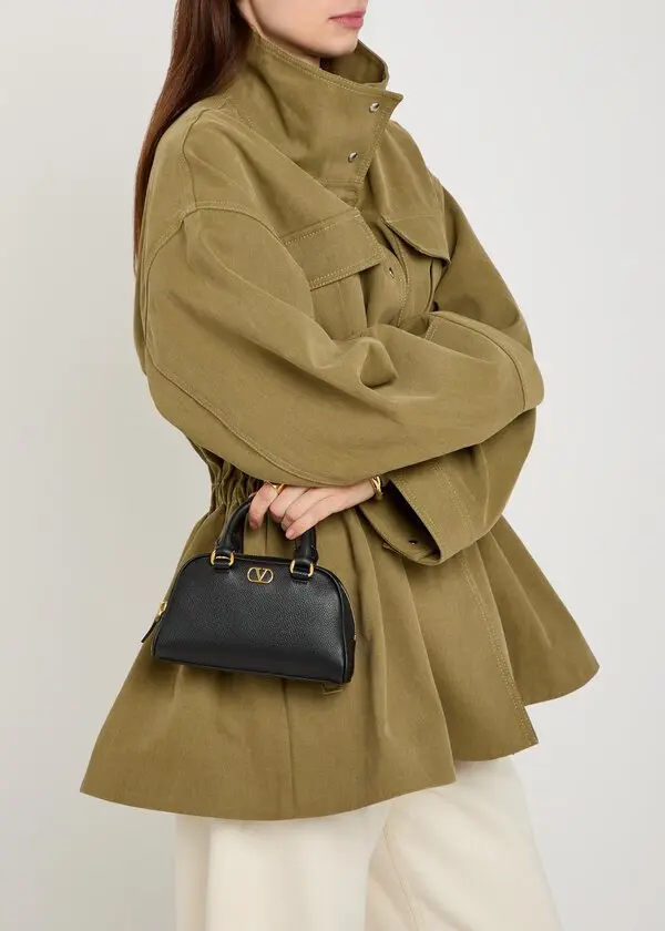 Valentino Garavani Vlogo Mini Pebbled Leather Top Handle Bag