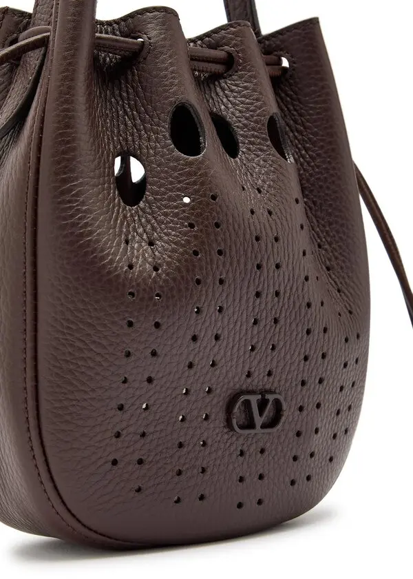 Valentino Garavani Perforated Grained Leather Bucket Bag