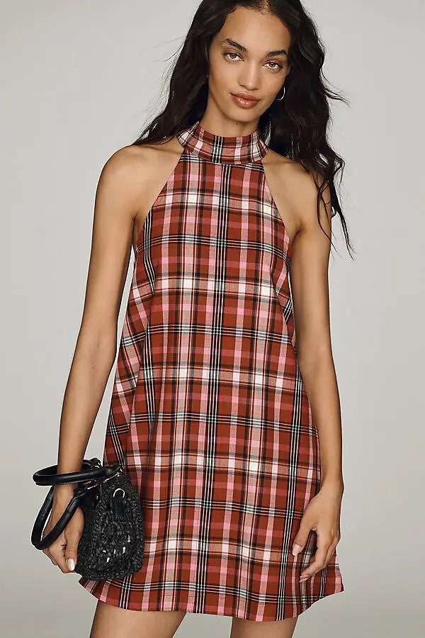 Maeve Keiko Halter Mi Dress - Multi Plaid
