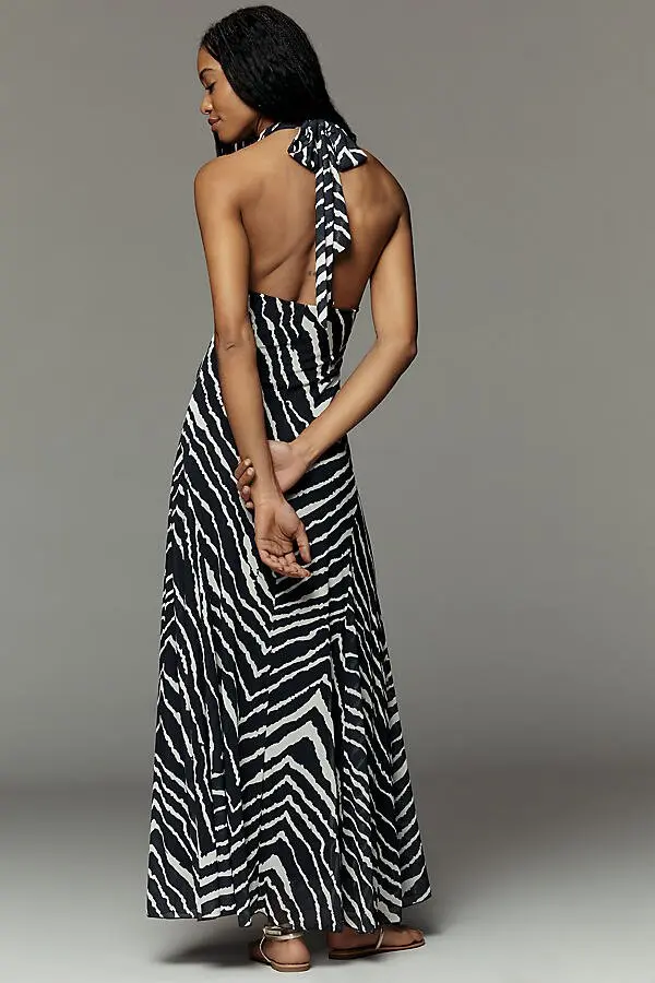 ESTHE Halter Godet Midi Dress