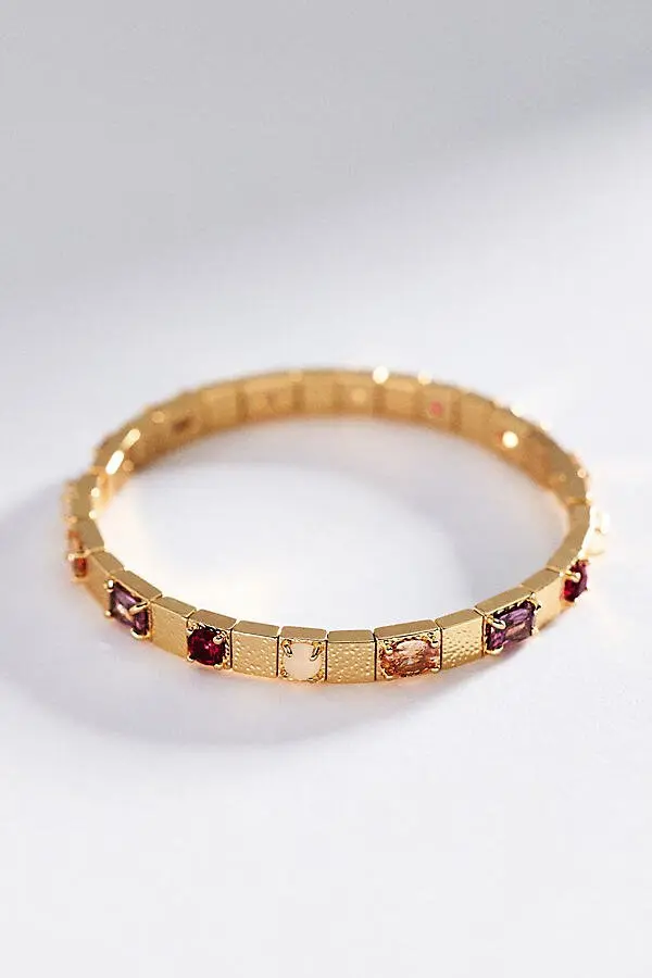 Anthropologie Crystal Pearl Stretch Bracelet - Multi