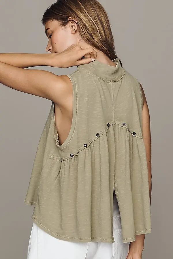 PILCRO Button Back Shell Tank Top