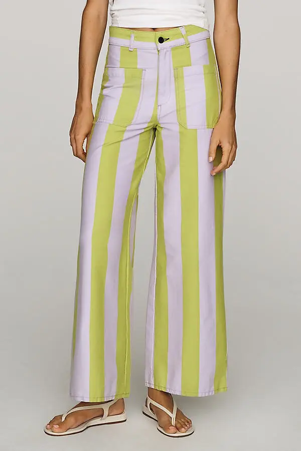 ASKK NY High-rise Wide-leg Pants - Franken Stripe