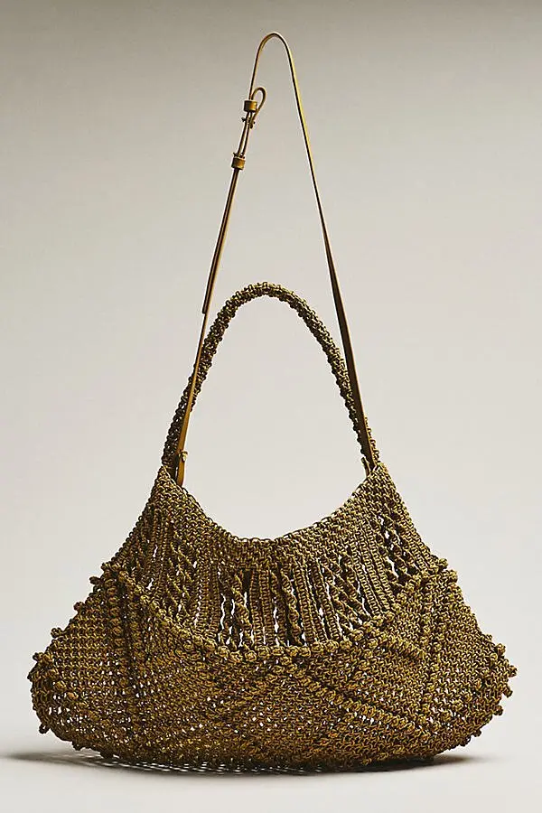 ALEMAIS Macramé Maxi Crescent Tote