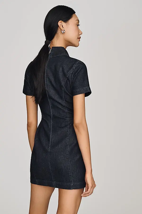 Avec Les Filles Keyhole Denim Mi Dress