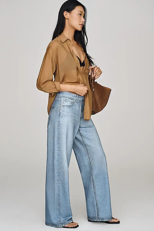 Ag Adria Mid-rise Wide-leg Sweatpant Jeans