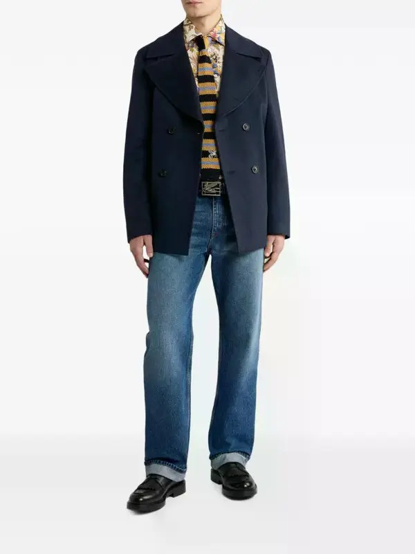 Etro Cashmere Cloth Pea Coat - Blue