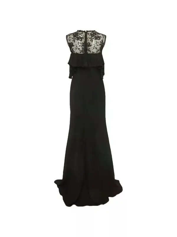 Alexander McQueen Lace Paneled Maxi Dress - Black