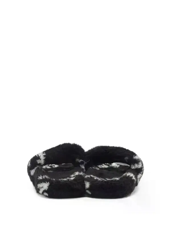 Balenciaga Intarsia Logo Shearling Slides