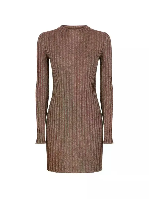 Missoni Ribbed-knit Metallic-thread Dress - Brown