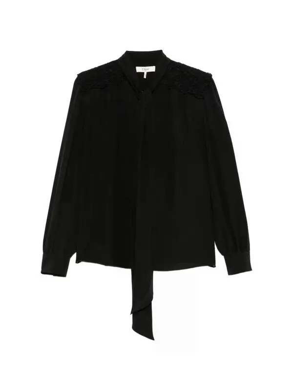 Chloé Lace-trim Pussy-bow Shirt - Black