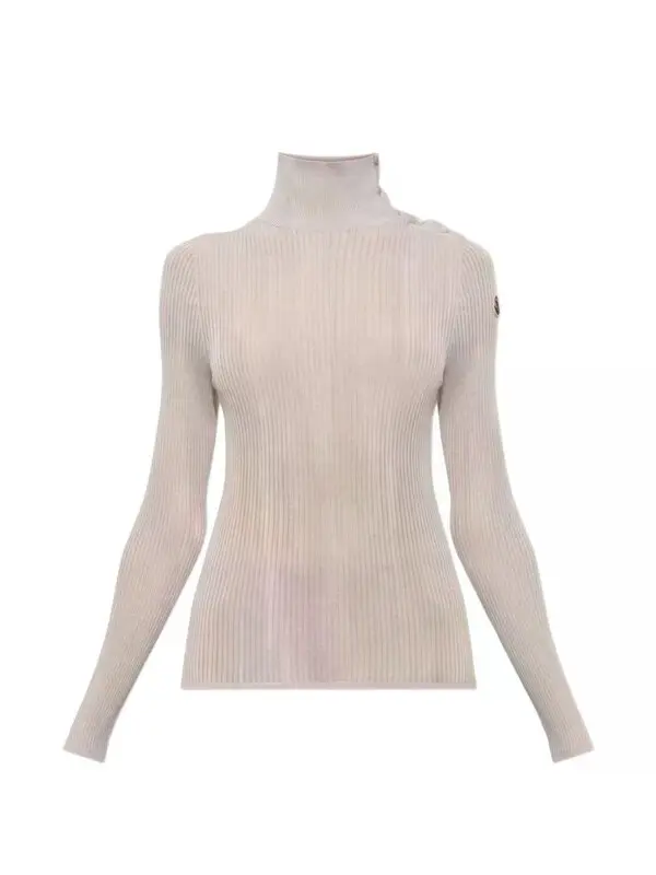 Moncler Ribbed Roll Neck Sweater With Button Detail