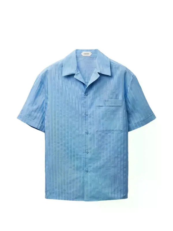 Versace Jacquard Cotton-silk Regular Shirt - Blue