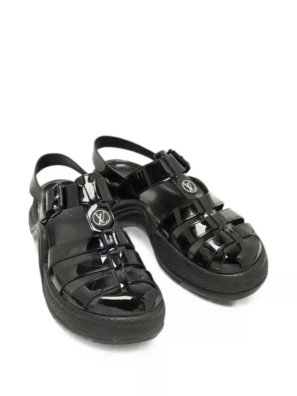 LOUIS VUITTON Patent Leather Caged Sandals