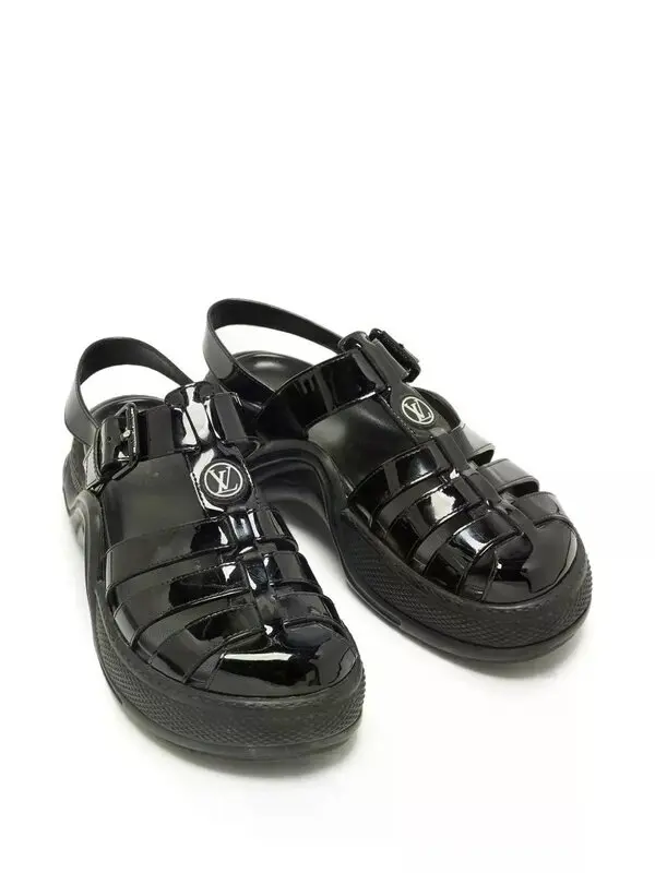LOUIS VUITTON Patent Leather Caged Sandals