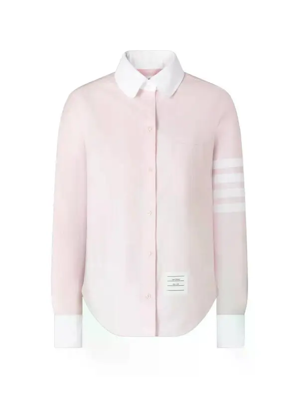 Thom Browne Oxford Shirt With Rwb Stripe Detail - Pink