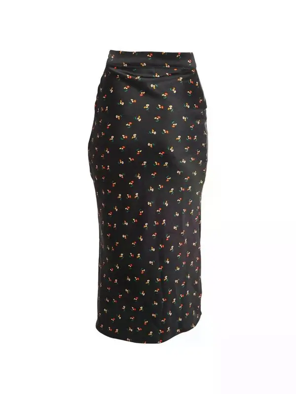 Victoria Beckham Floral-print Midi Skirt - Black