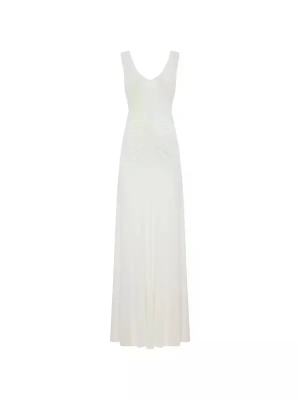 SELF-PORTRAIT Ruched Sleeveless Maxi Dress - White