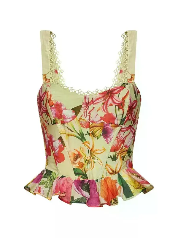 Charo Ruiz Ibiza Floral Print Ruffled Top - Neutrals