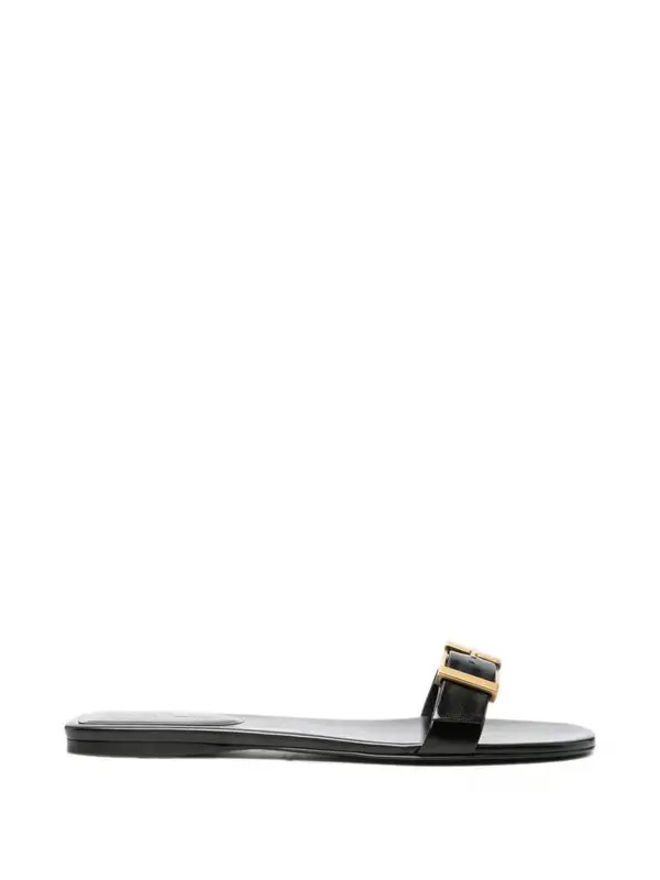 Khaite Buckled-strap Flat Sandals - Black