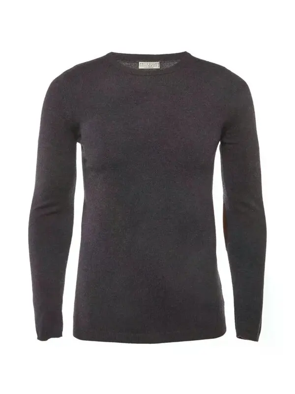 Brunello Cucinelli Suede Elbow-patch Sweater - Grey
