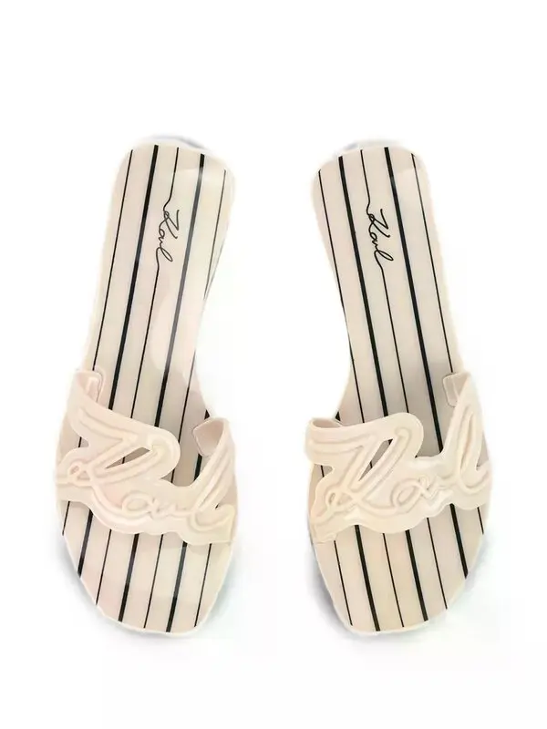 Karl Lagerfeld Striped Logo-cutout Slides