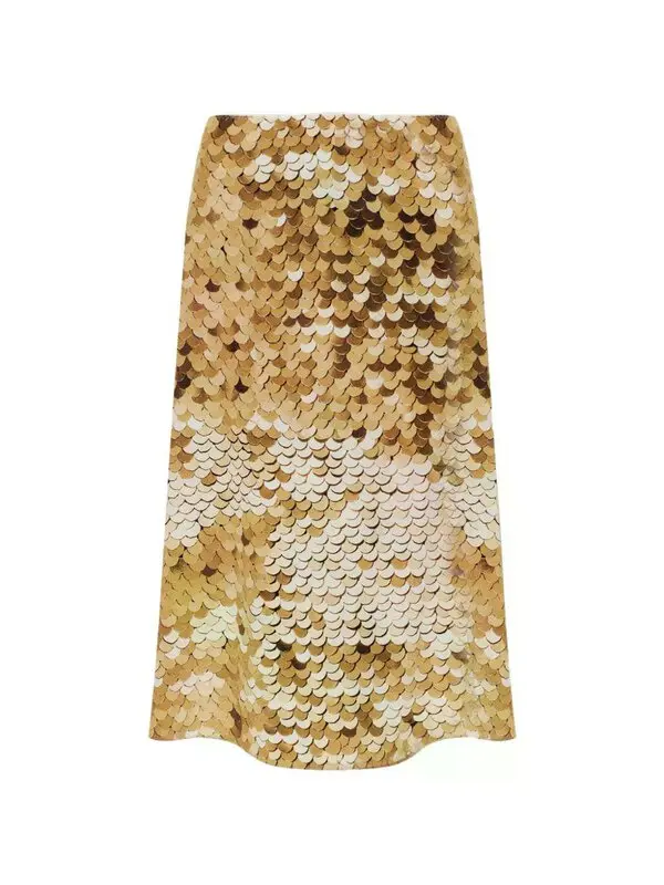 Moschino Sequin-effect Silk Midi Skirt - Gold